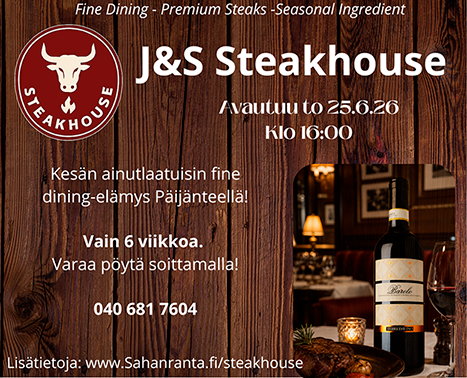 Lehtimainos J&S Steakhouse_600x500 | Kuhmoisten Sanomat